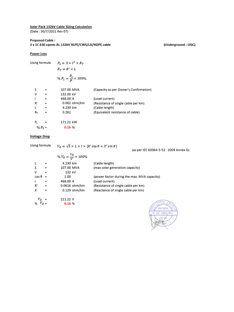 Power Loss & Voltage Drop Calculation (By Duriane) | PDF