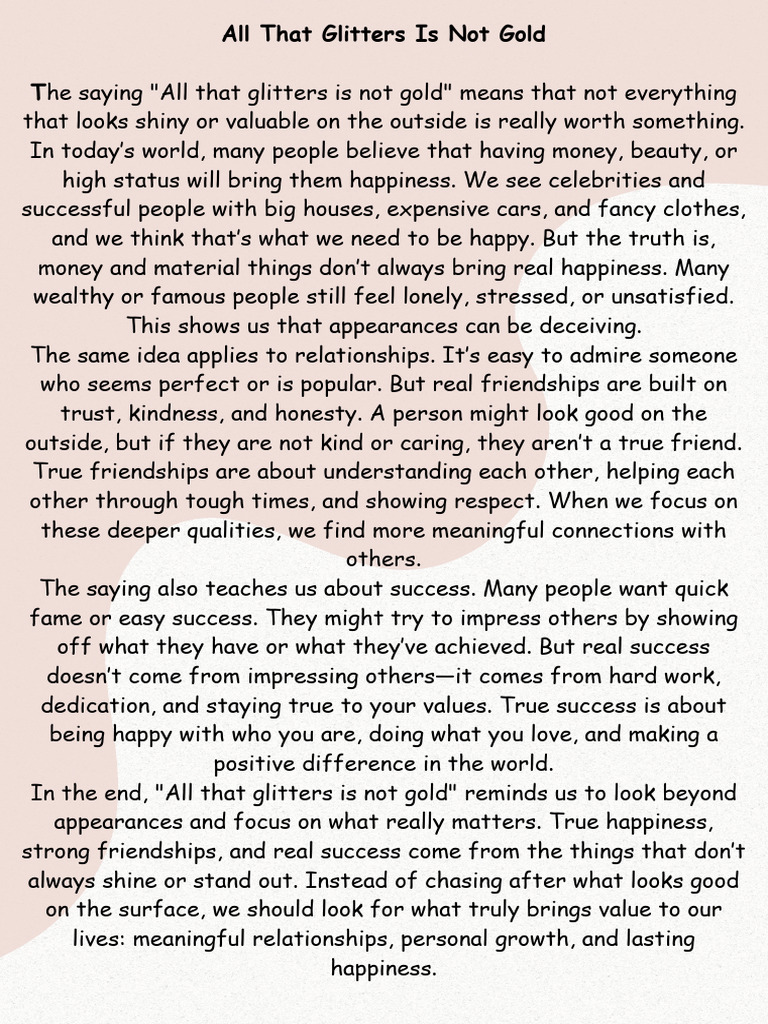 All That Glitters Is Not Gold | PDF