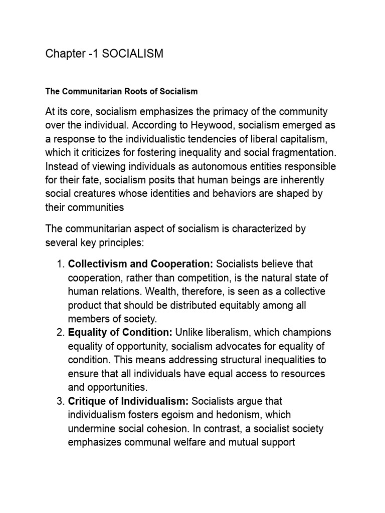 Communitarian Roots of Socialism Explained | PDF | Socialism | Liberalism
