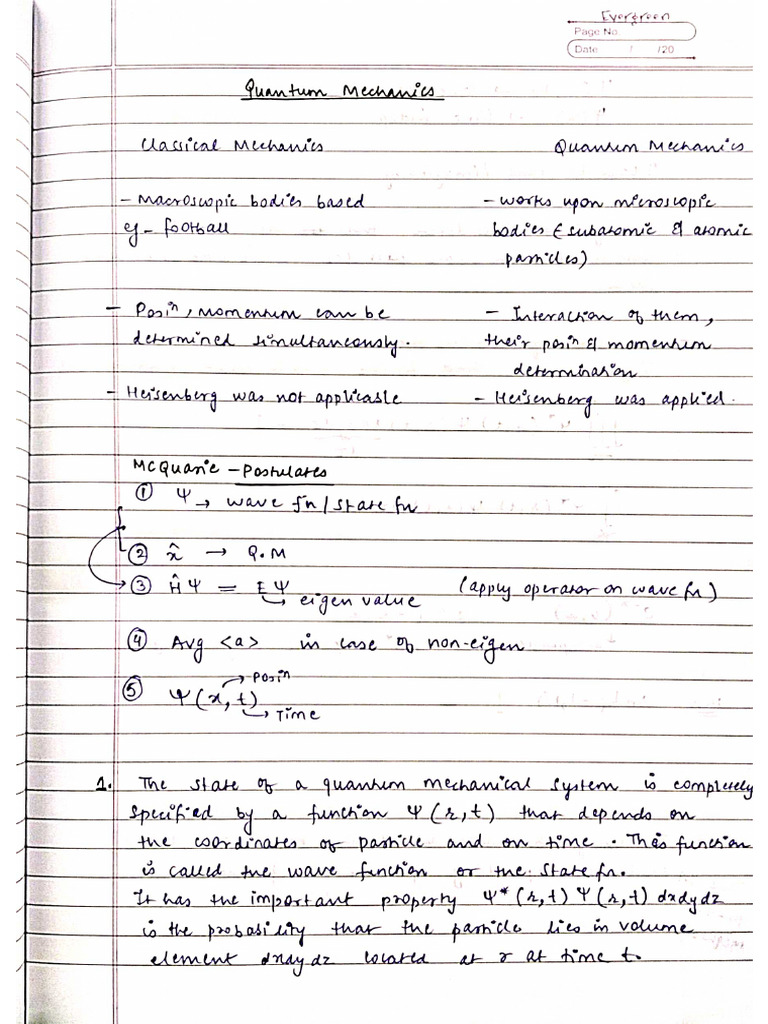 Senior Quantum Notes Part 1 | PDF