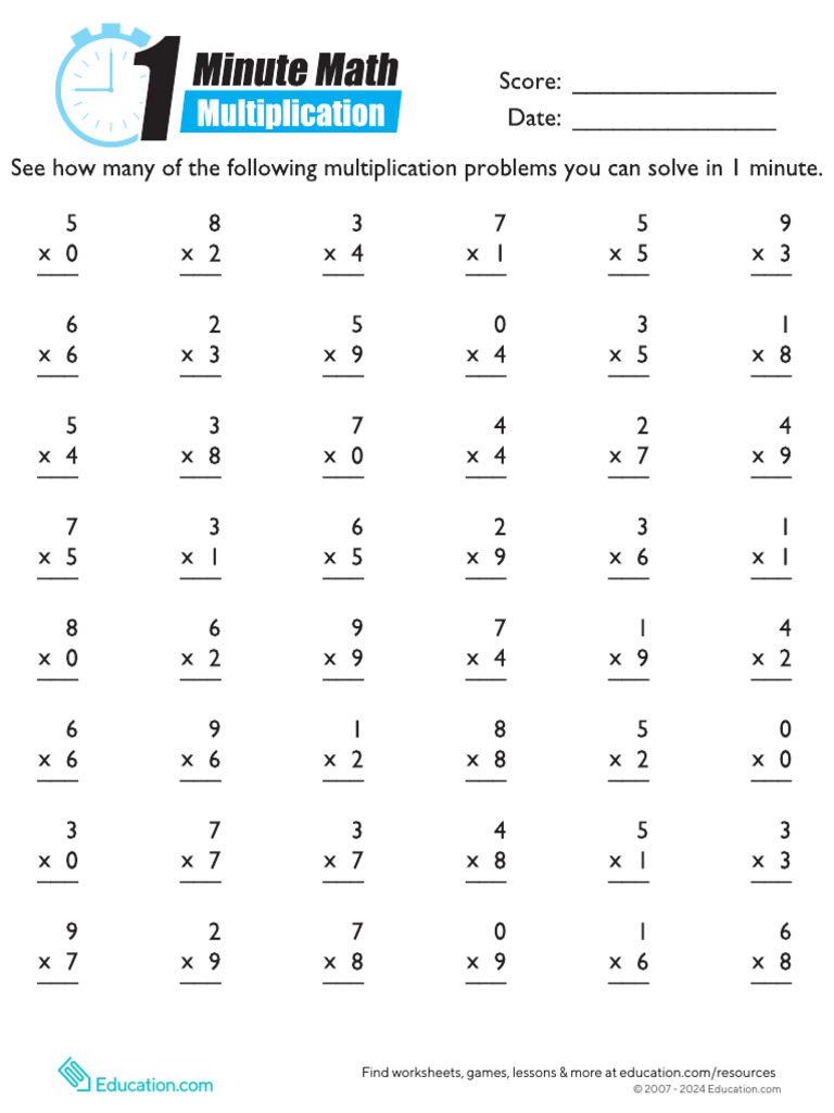 One Minute Multiplication | PDF