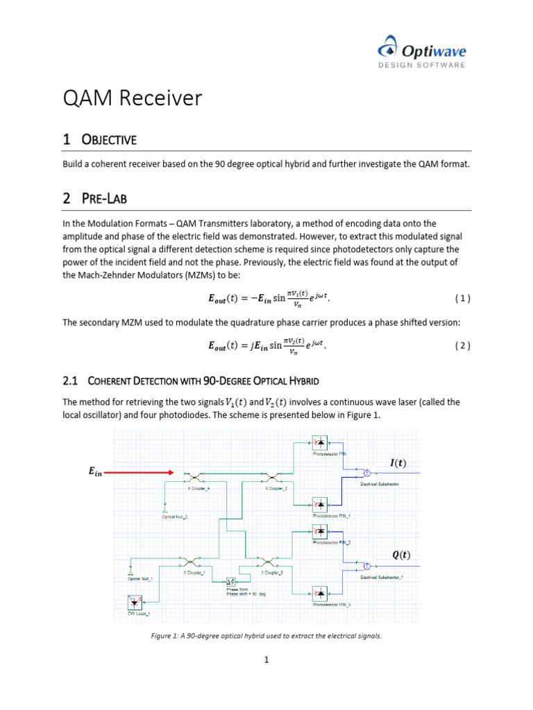 Optical QAM Receiver Design | PDF | Modulation | Bandwidth (Signal Processing)