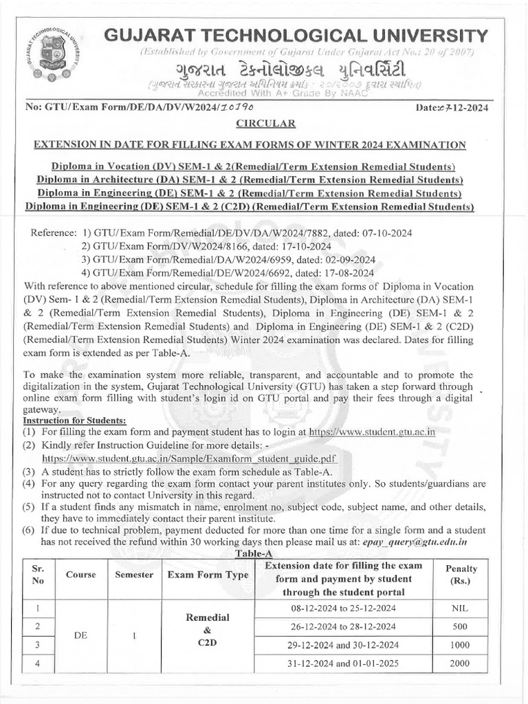 Extension-Exam Form Filling - Sem-1, 2 | PDF