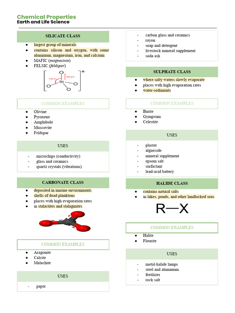 Chemical Properties | PDF | Minerals | Chemical Substances