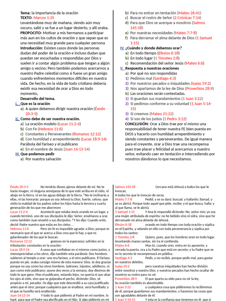 Bosquejo 4 (La Importancia de La Oración) | PDF | Oración | Creencia religiosa y doctrina
