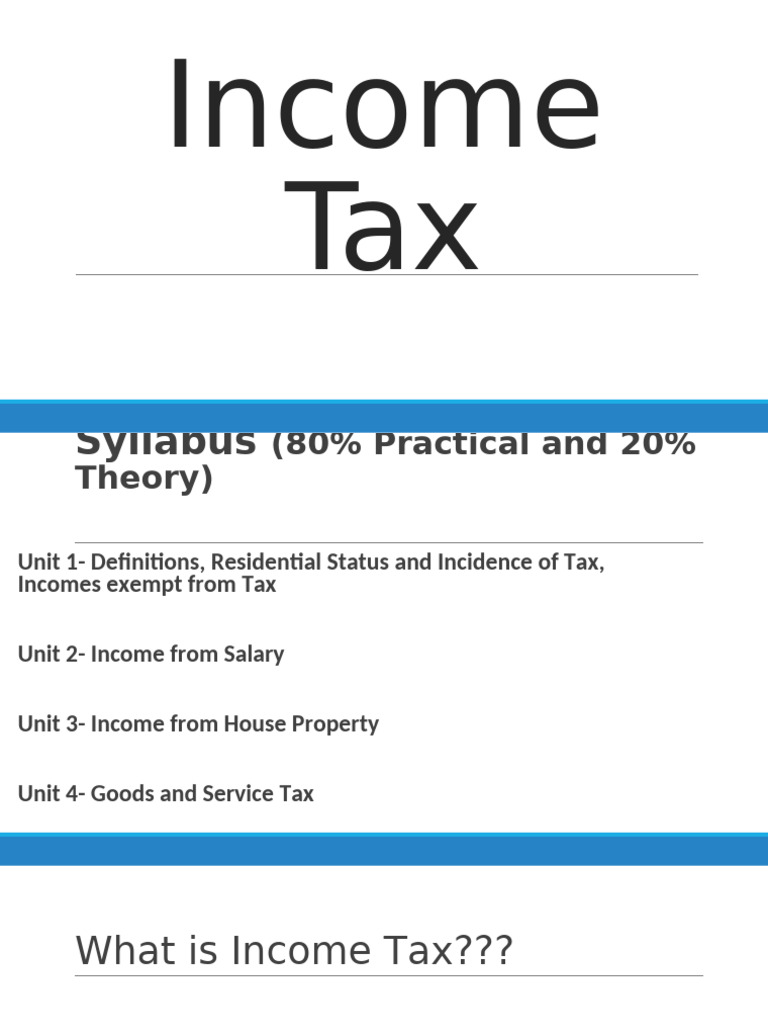 Intro To Income Tax | PDF | Taxes | Income