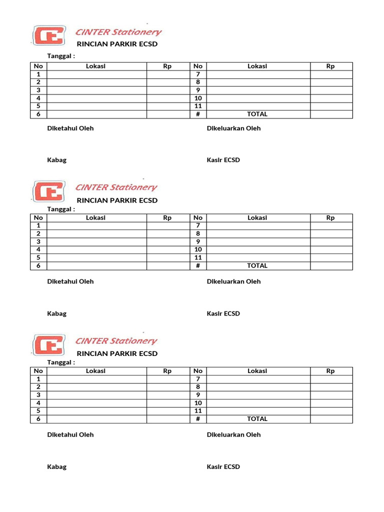 Form Parkir Dan BBM | PDF