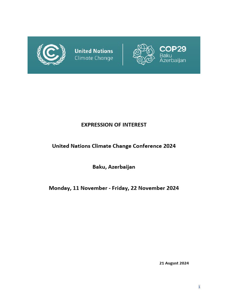 COP29 Expression of Interest ENG | PDF | United Nations Framework Convention On Climate Change ...