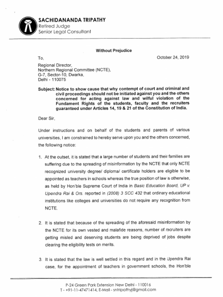 NCTE Show Cause Notice To Medical Council of India | PDF