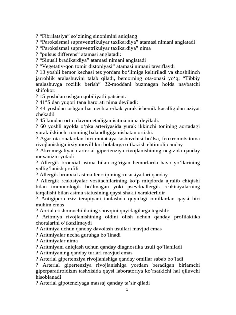 Internal Illnesses Uzb | PDF