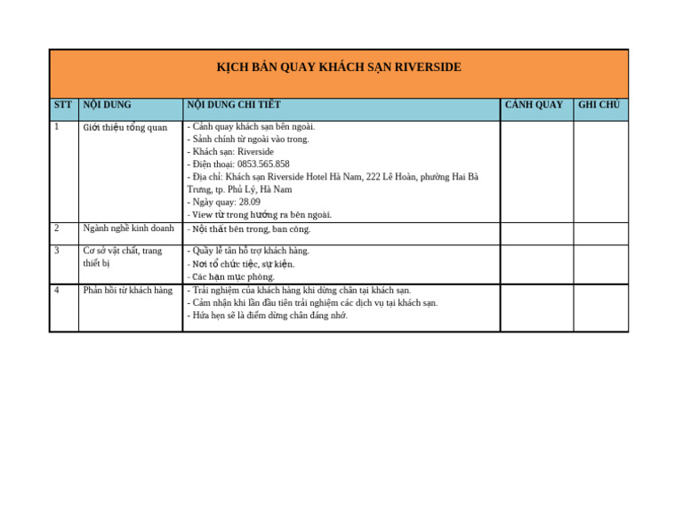 Kich_Ban_Quay2 | PDF