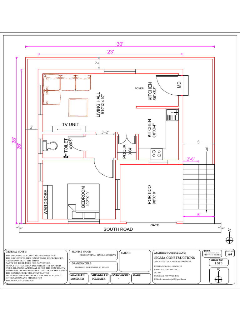 Single Storey (1BHK) Floor Plan | PDF