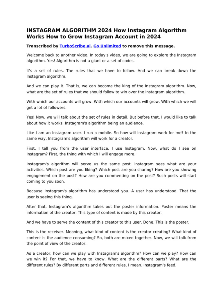 INSTAGRAM ALGORITHM 2024 How Instagram Algorithm Works How to Grow Instagram Account in 2024 (1 ...