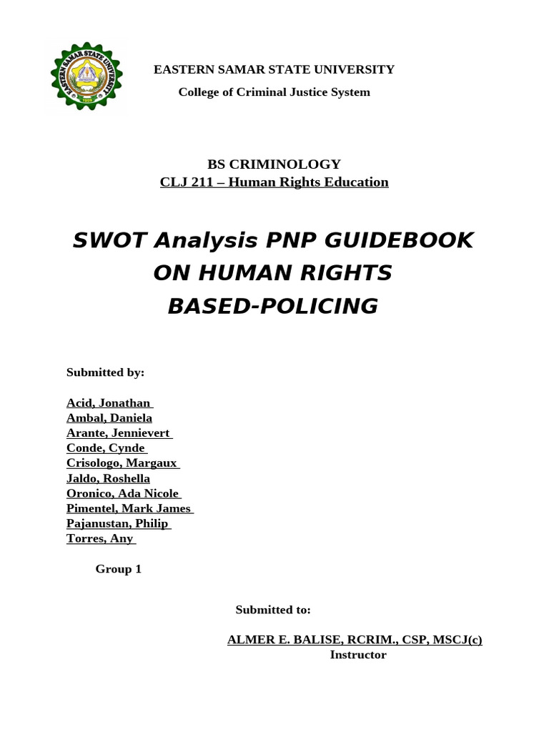 CLJ 211 PROJECT SWOT Analysiss | PDF | Police | Human Rights