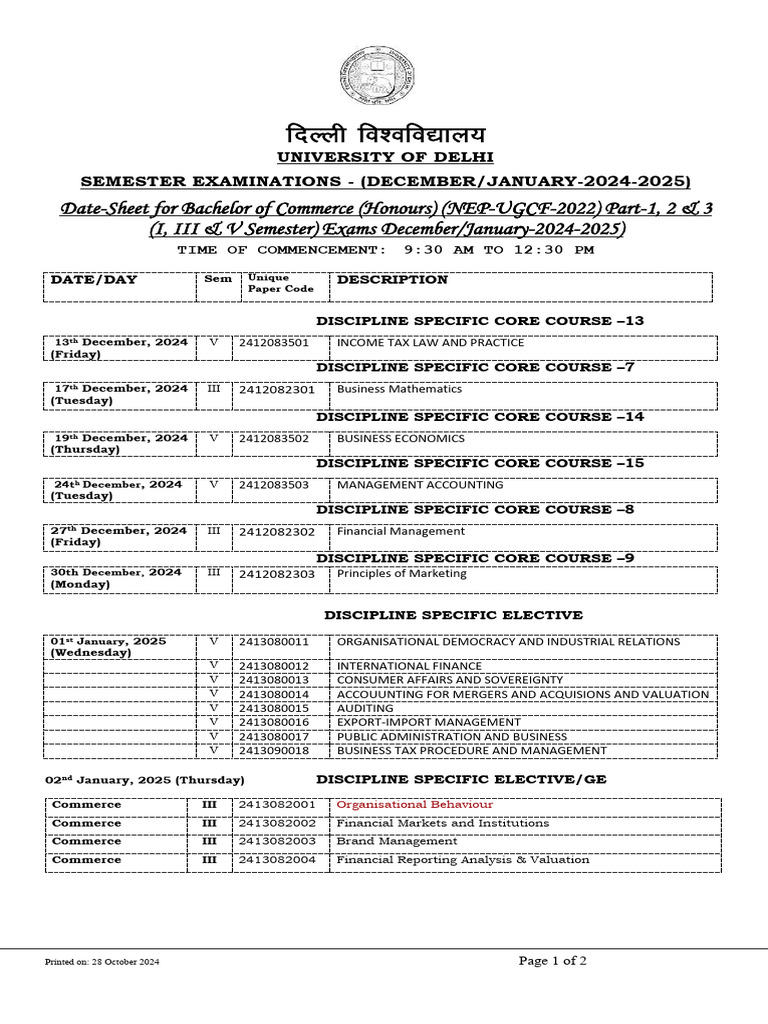 2024-10-29-NEP-BCOM H-24-Sem.V-III-I | PDF | Accounting | Economies