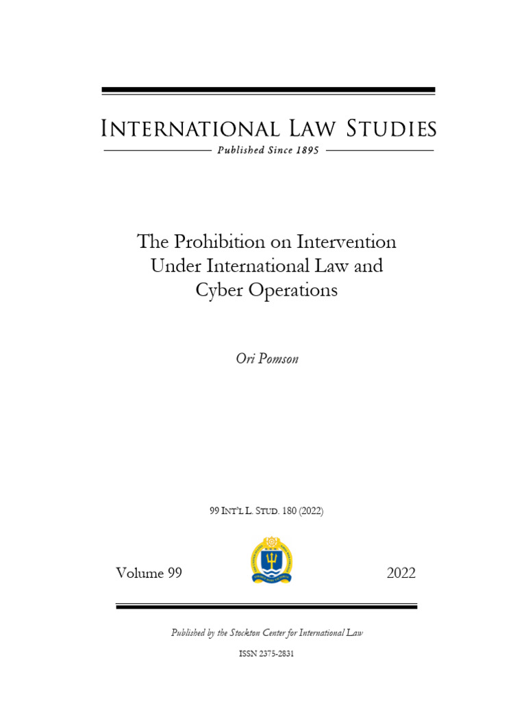 Prohibition of Intervention in Cyber Law | PDF | International Law ...