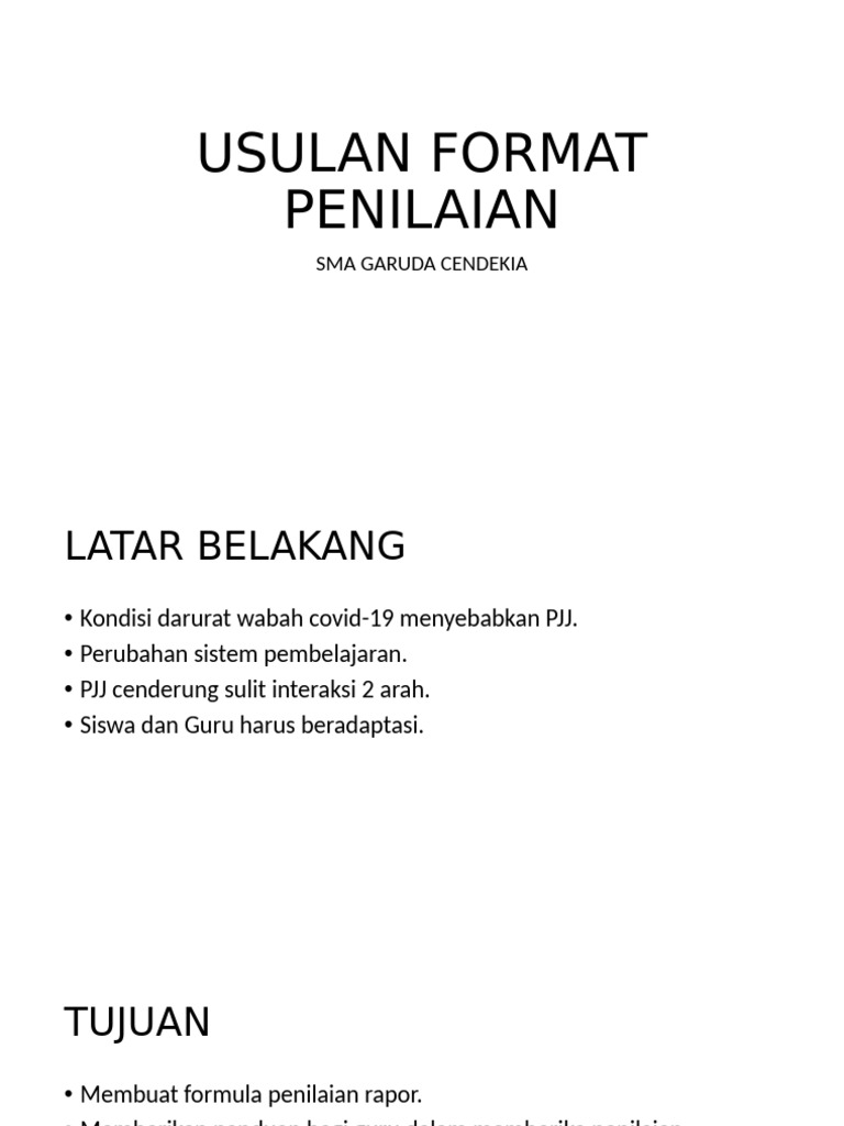 USULAN FORMAT PENILAIAN | PDF