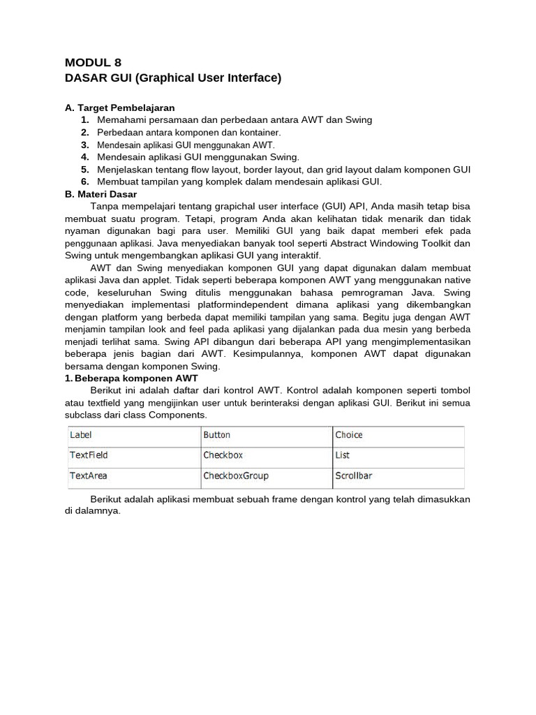 Pertemuan 9 GUI | PDF