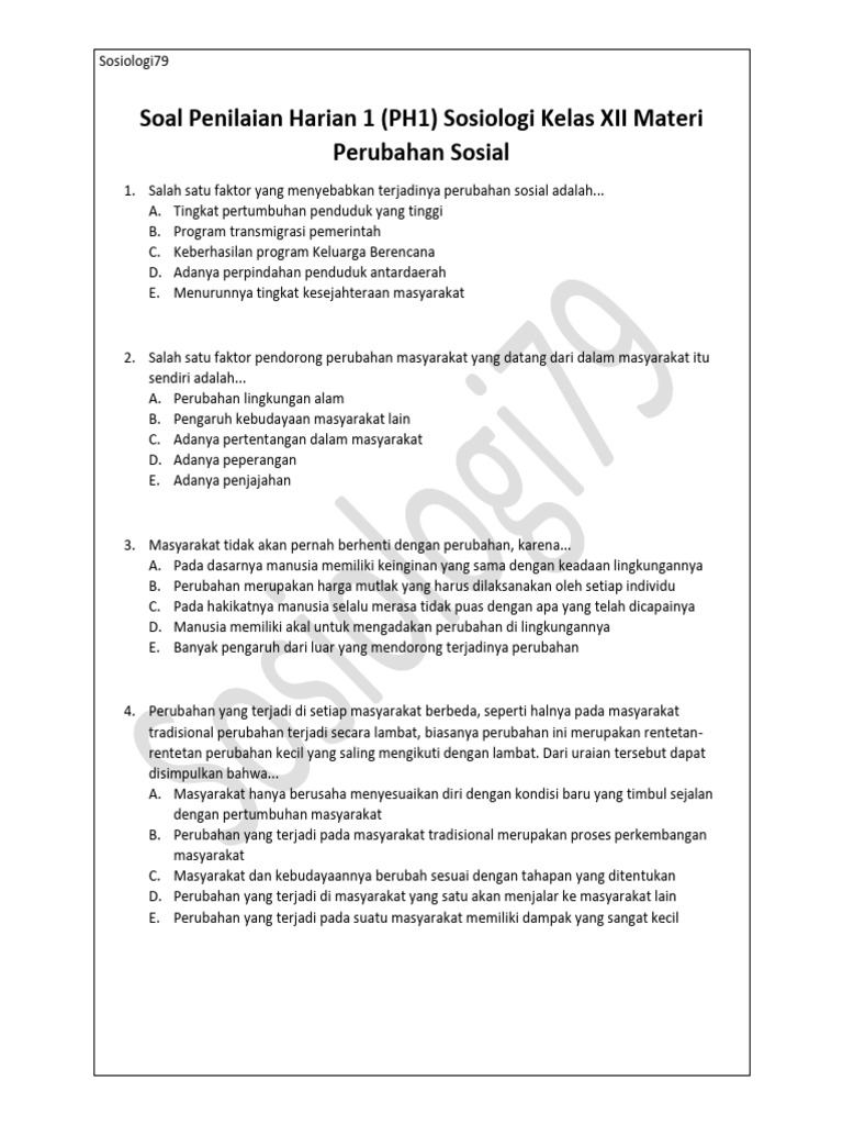 Soal PH 1 Kelas XII | PDF