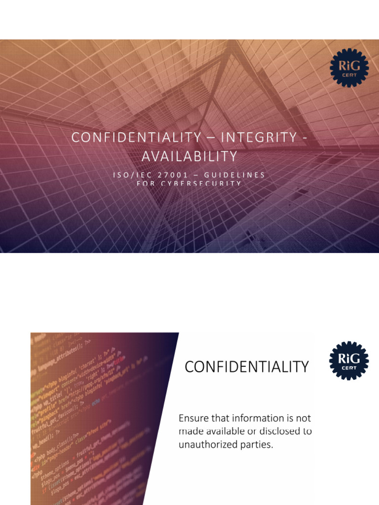 Confidentiality Integrity Availability | PDF