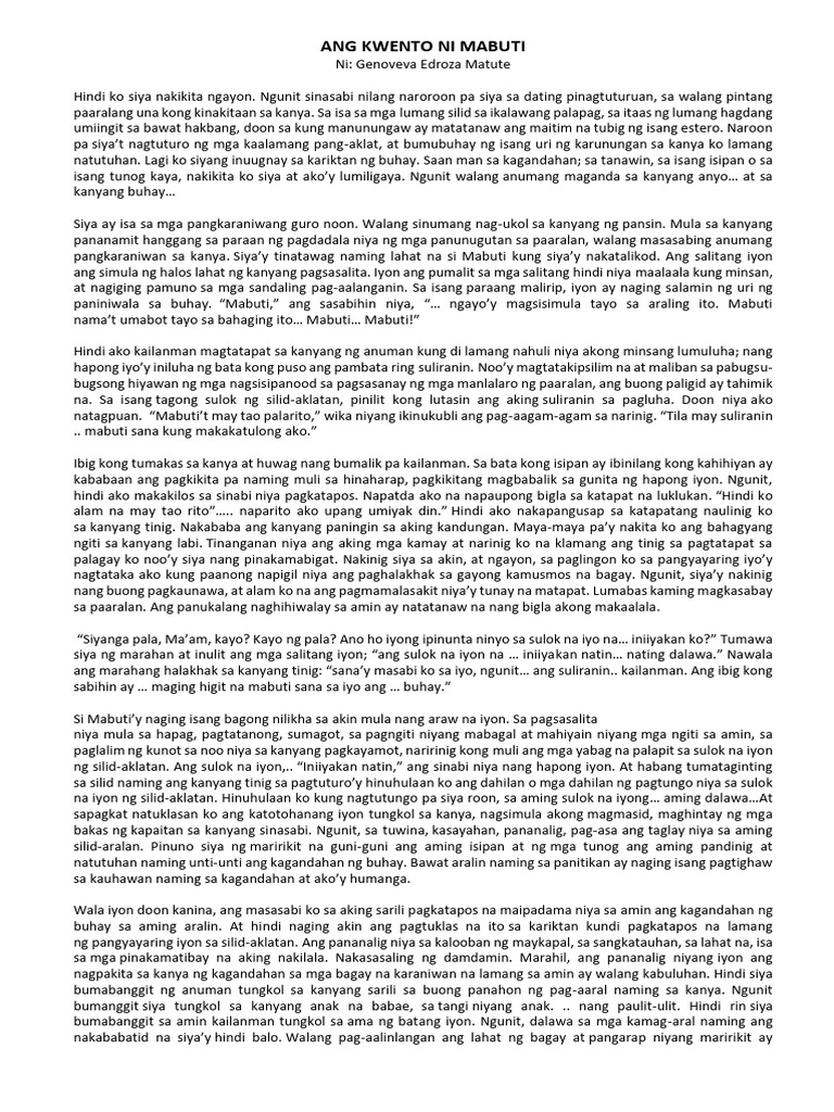 Ang Kwento Ni Mabuti | PDF
