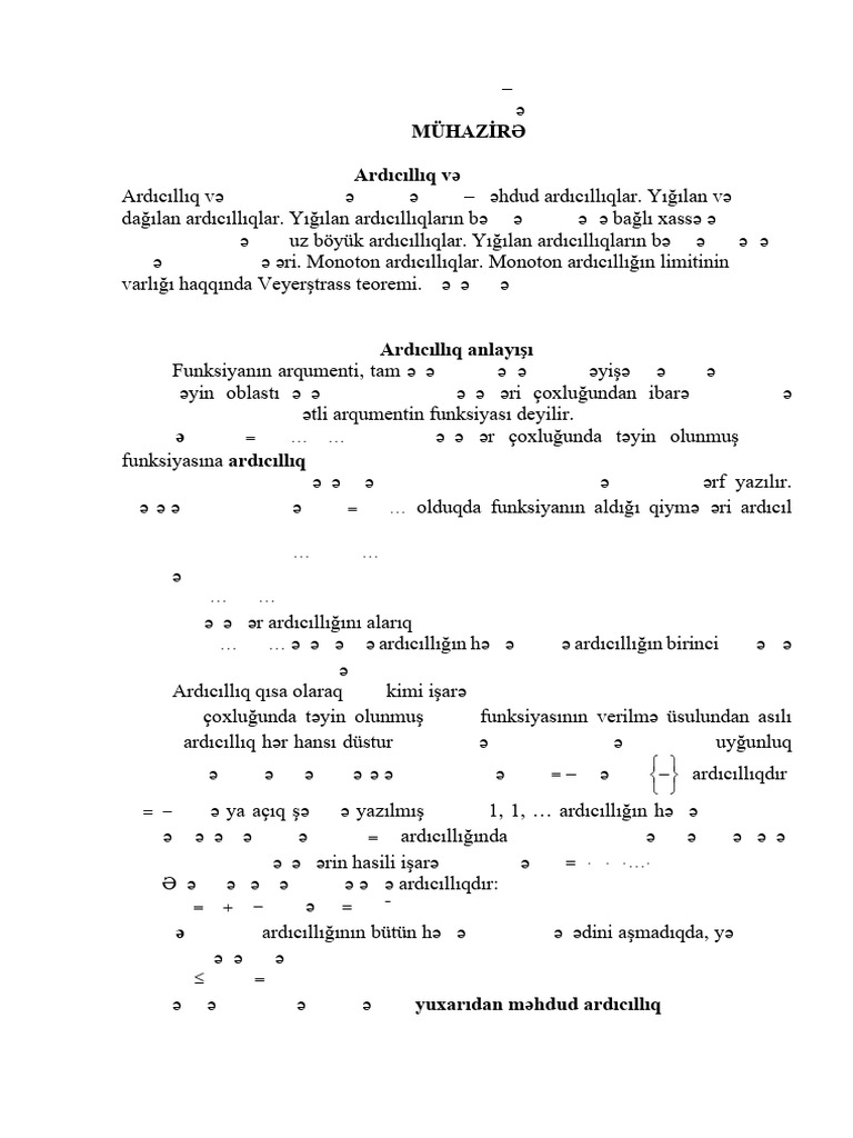 Riyazi Analiz 1 Mühazire | PDF