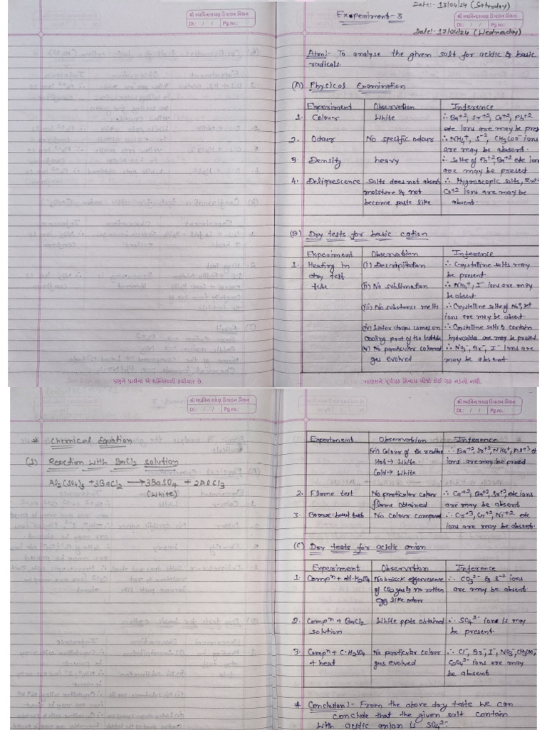 STD-XII DJ Chemistry Experiment-3 | PDF