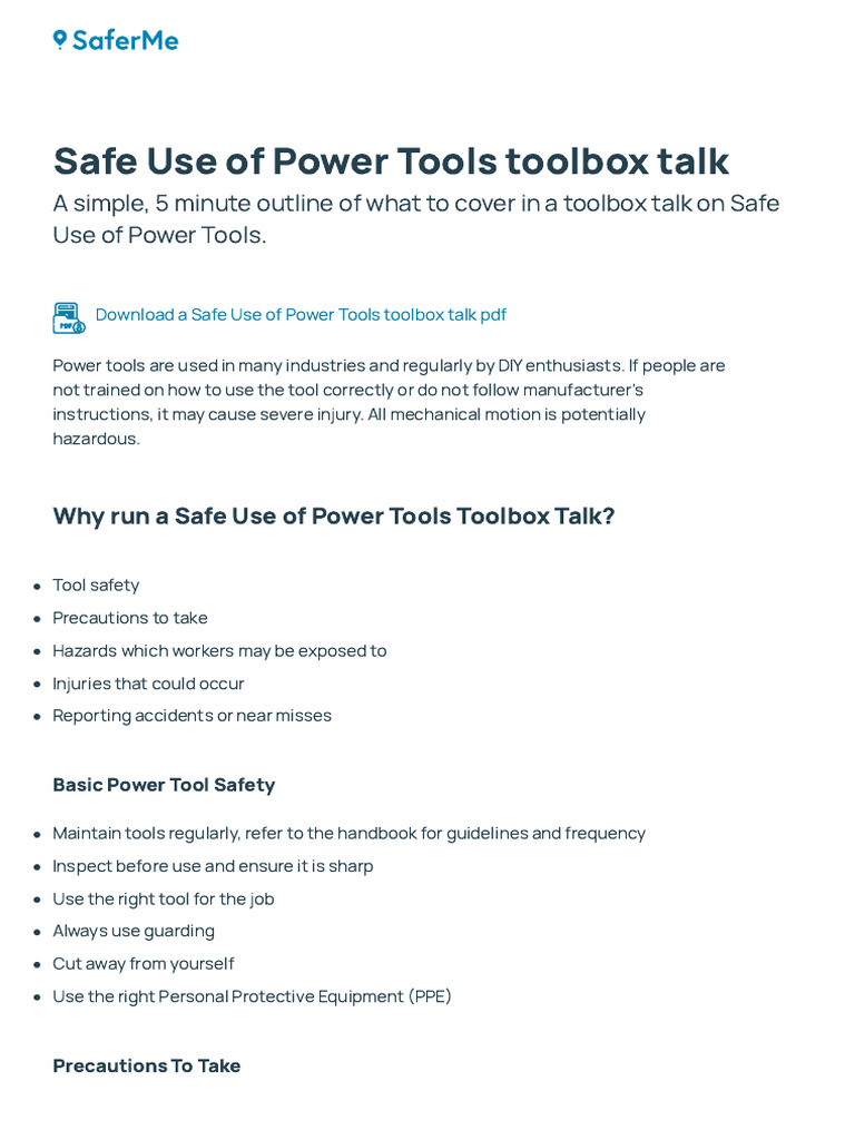 1665370066-safe-use-of-power-tools | PDF | Occupational Safety And ...