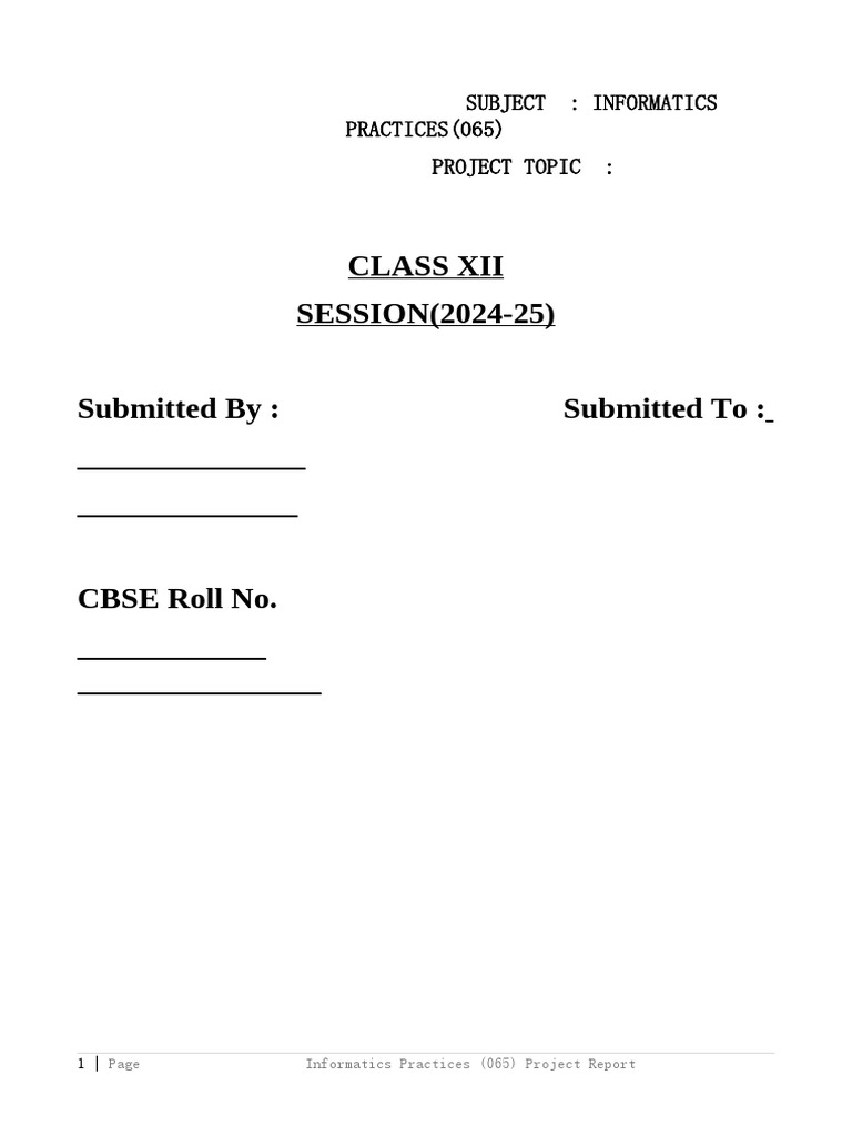 Ip - Xii - Project - Report - Format | PDF | My Sql | Python (Programming Language)