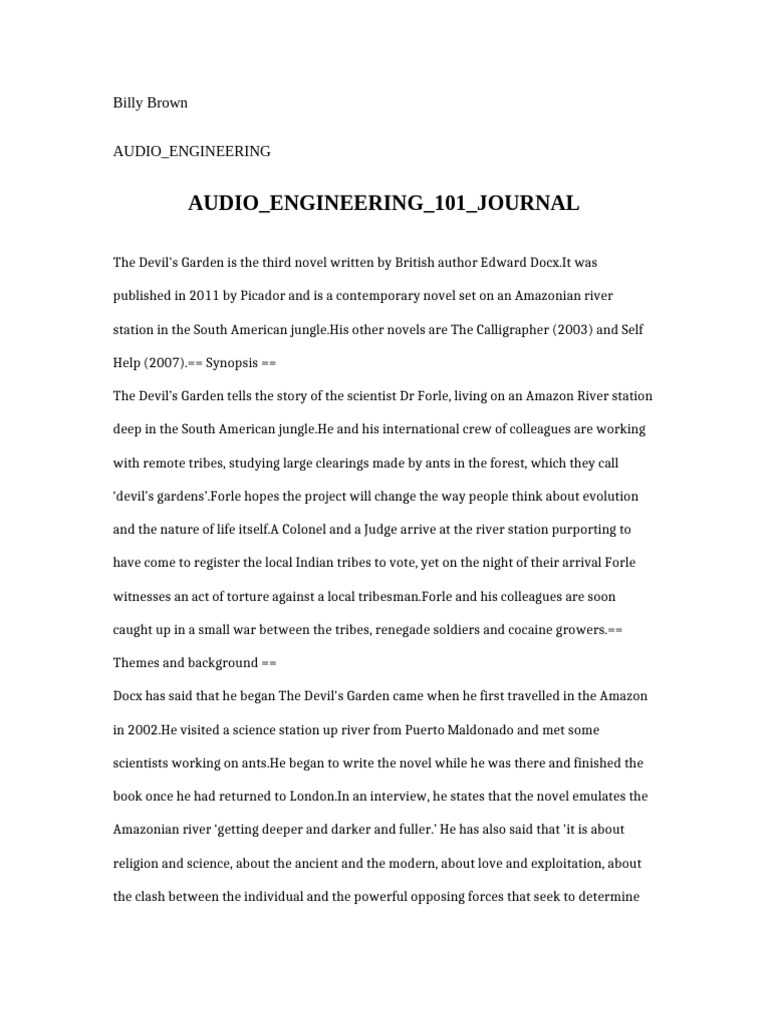 Audio Engineering 101 Journal | PDF