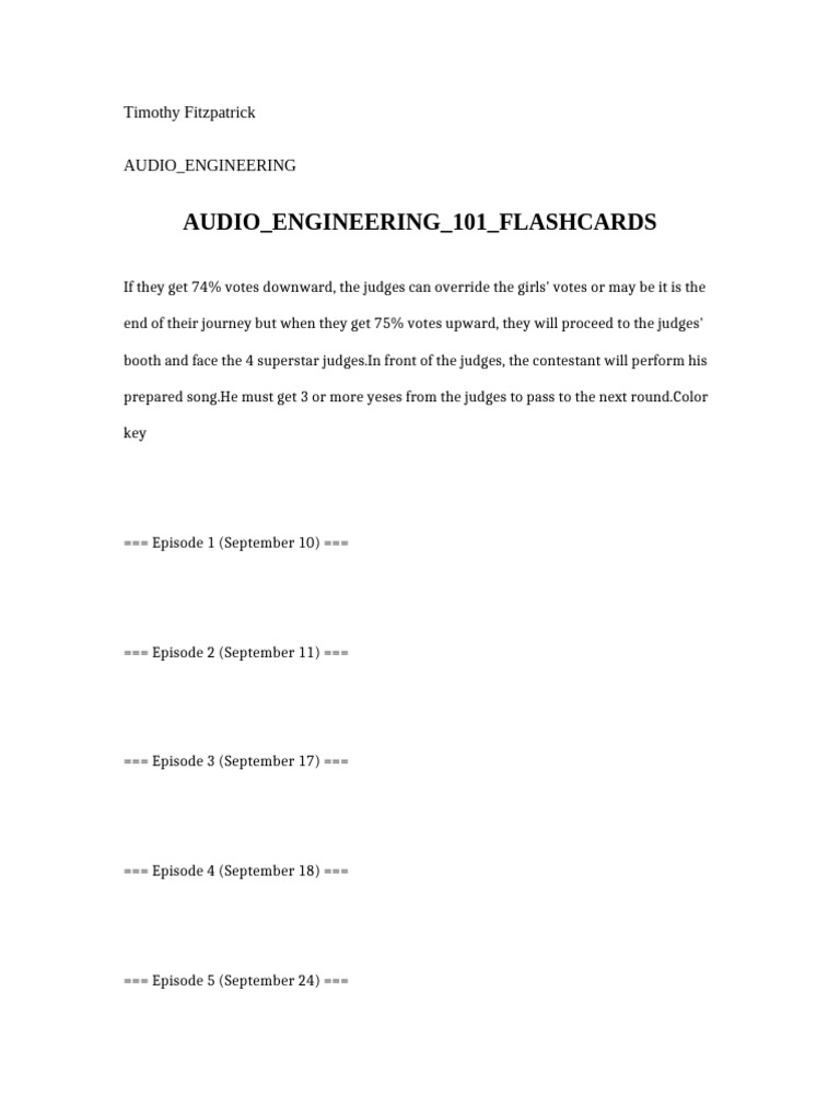 Audio Engineering 101 Flashcards | PDF | Reality Television Series