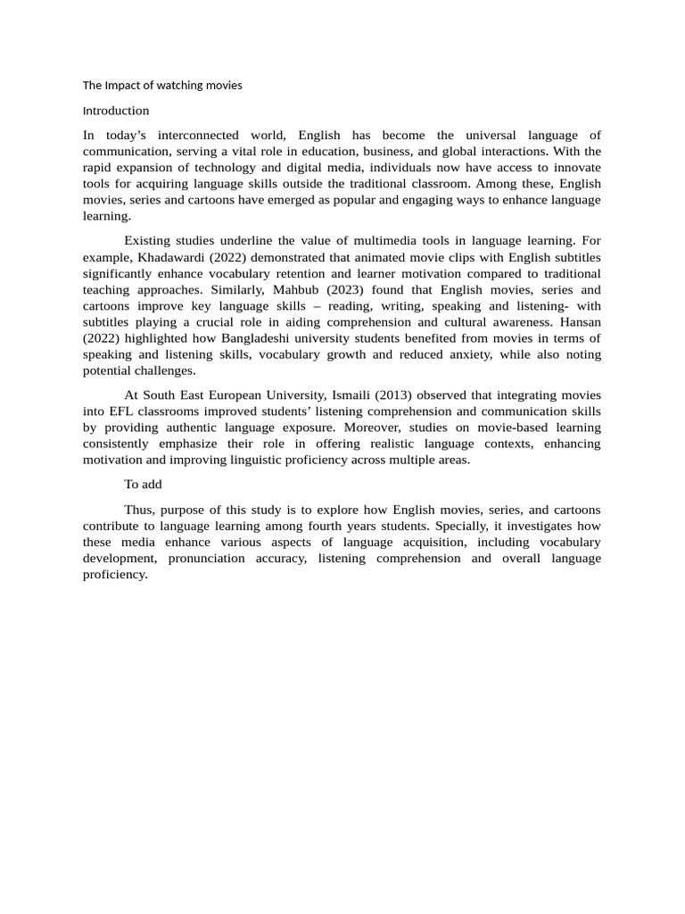 The Impact of Watching Movies | PDF