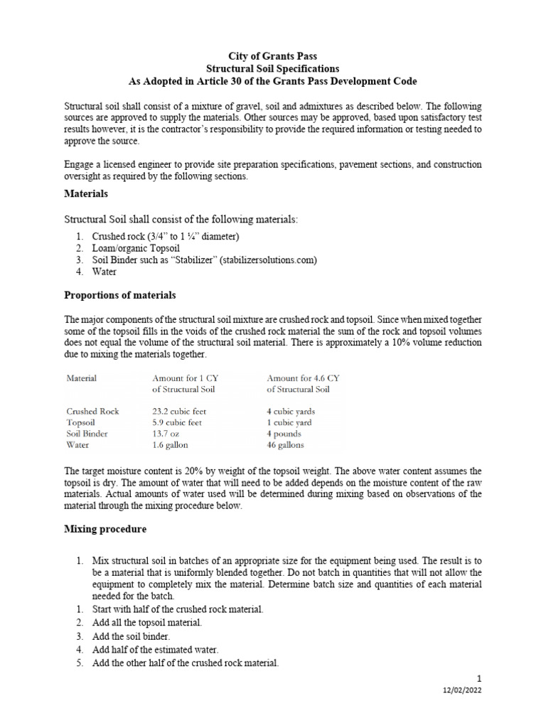 Structural Soil Specifications For Website | PDF | Topsoil | Soil