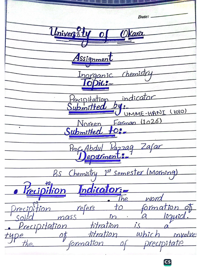 Precipitation Indicator Chemistry | PDF
