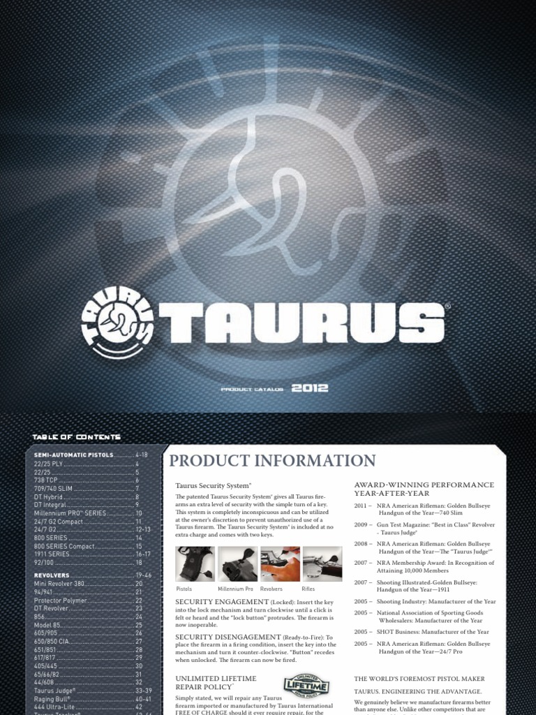 2012 Taurus Catalog | PDF | Revolver | Handgun