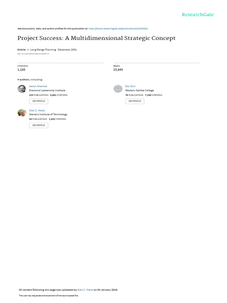 ProjectSuccess AMultidimensionalStrategicConcept | PDF | Qualitative Research | Quantitative ...