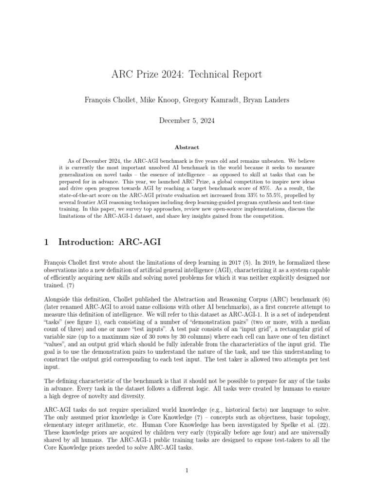 ARC Prize 2024 Technical Report | PDF | Deep Learning | Artificial ...