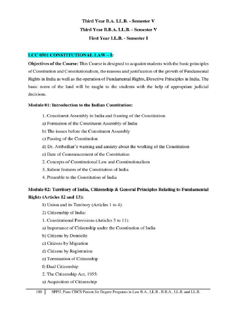 Revised Cbcs Rule And Syllabus First Year And Third Year Ll B