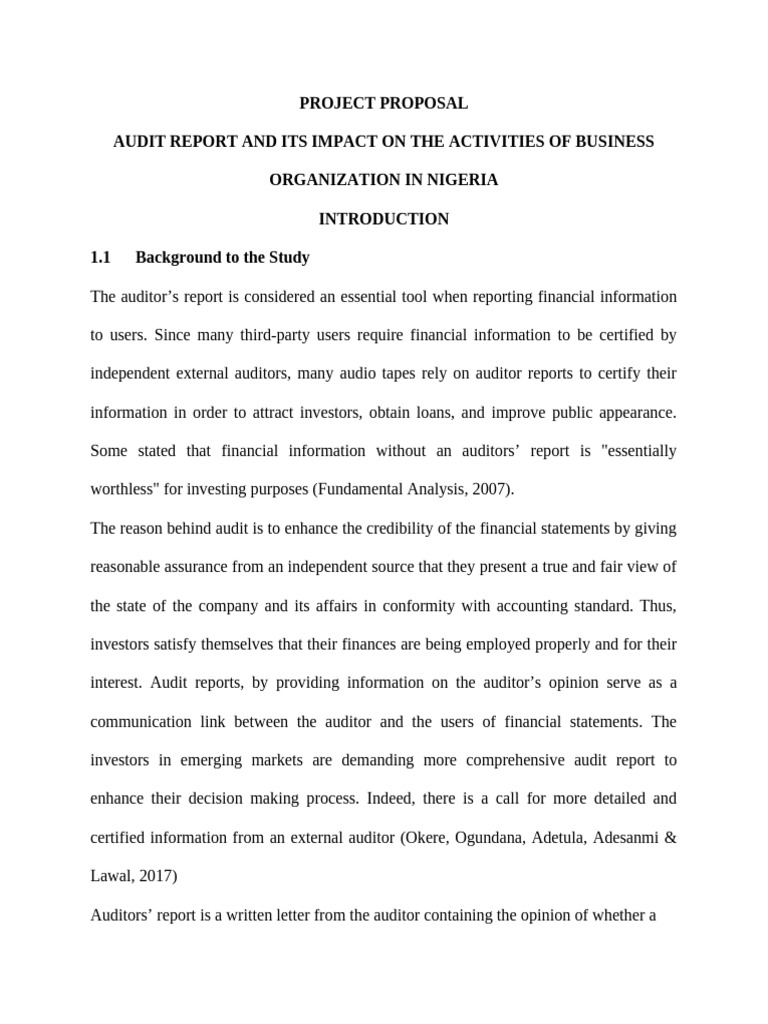Halimat Proposal | PDF | Auditor's Report | Audit