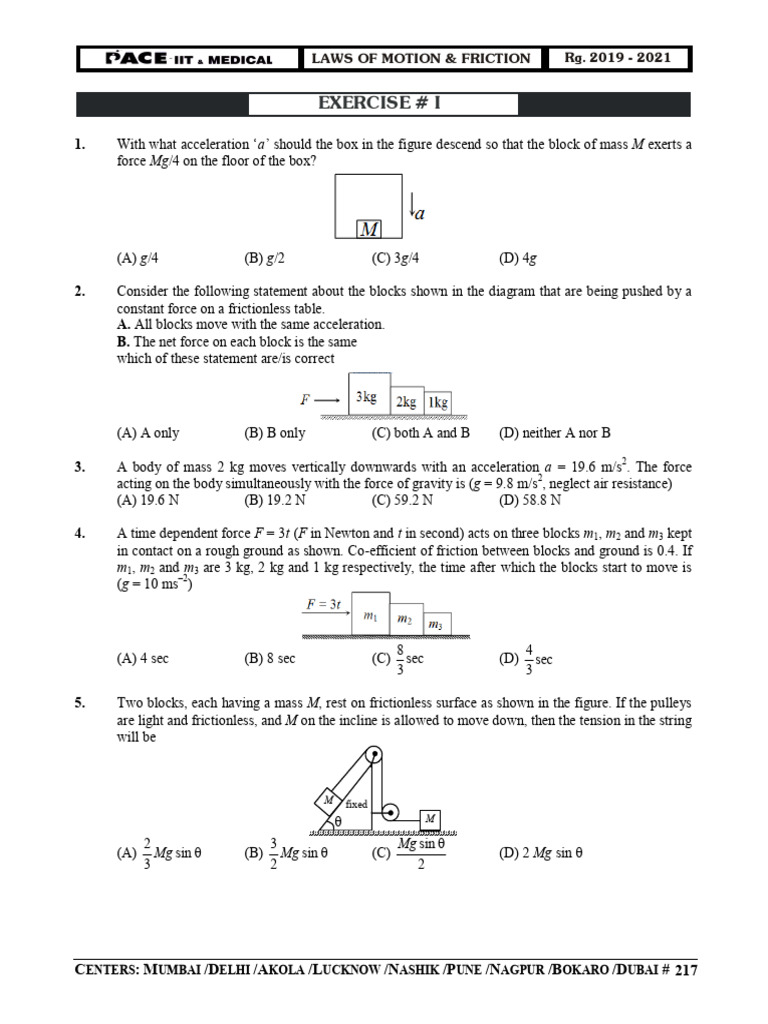Laws of Motion and Friction Exercises | PDF | Force | Friction