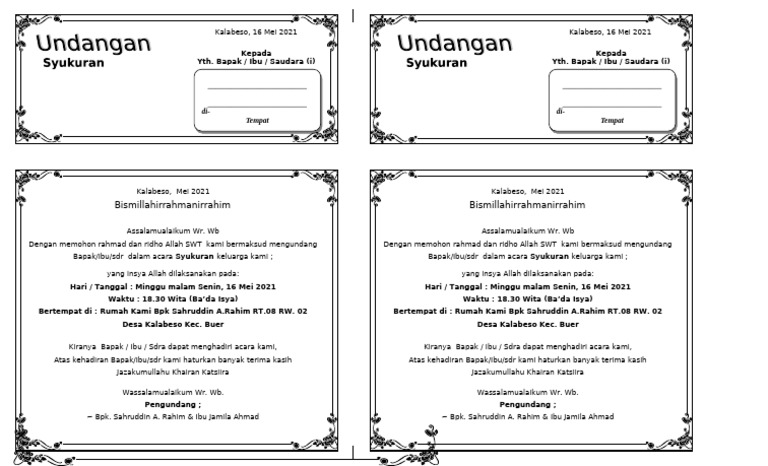 Undangan Syukuran 7 bulanan | PDF