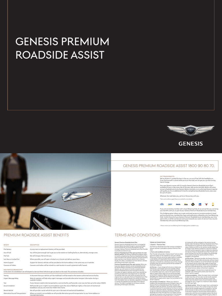 Genesis Premium Roadside Assist Brochure | PDF | Insurance | Vehicles