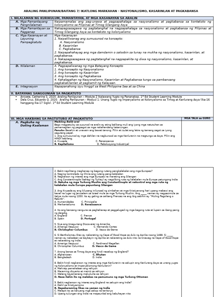 DLP AP7 Lesson-Exemplar Paulino | PDF