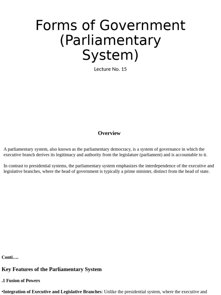 Forms of Government | PDF | World Politics | Parliamentary System