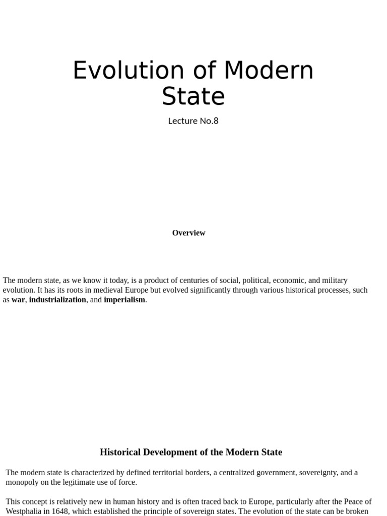 Evolution of Modern State | PDF | Sovereignty | State (Polity)