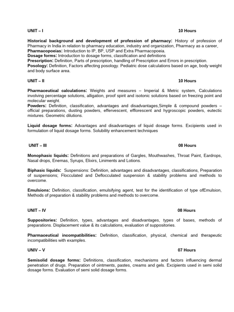 syllabus Pharmaceutics FYB. (1) | PDF | Topical Medication | Emulsion