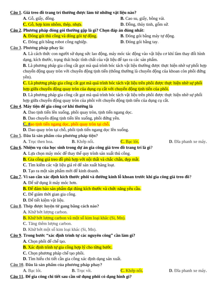 NỘI DUNG ÔN TẬP HK1 11 | PDF