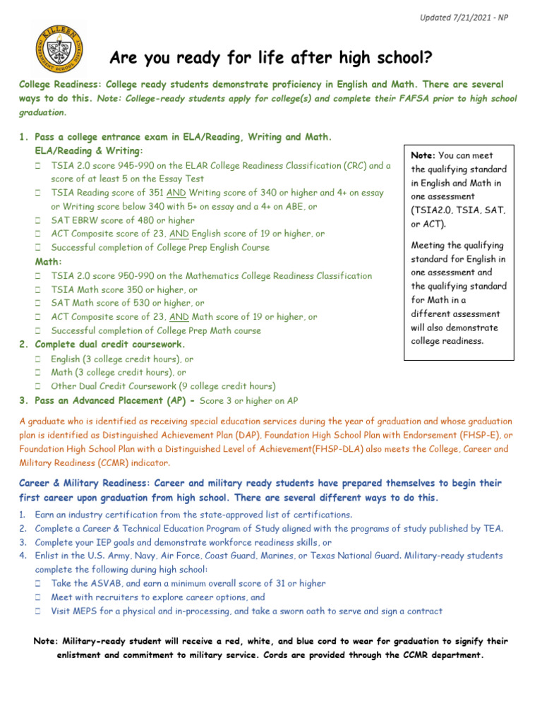 College Readiness Standards Overview | PDF | Advanced Placement | Sat