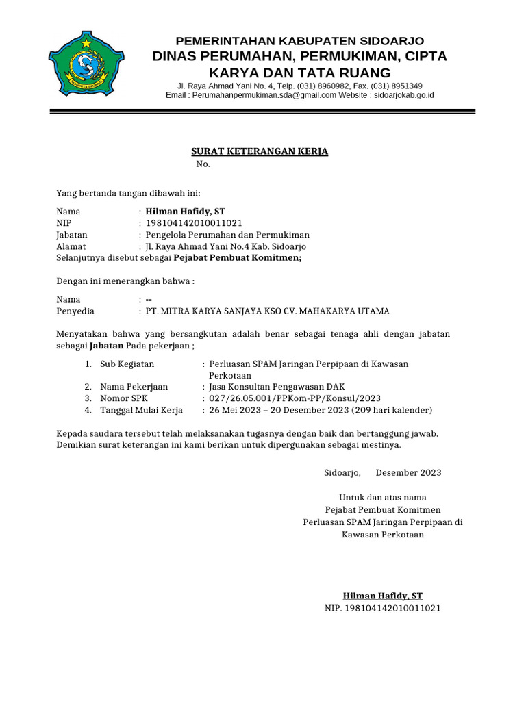 Surat Refrensi Sidoarjo | PDF