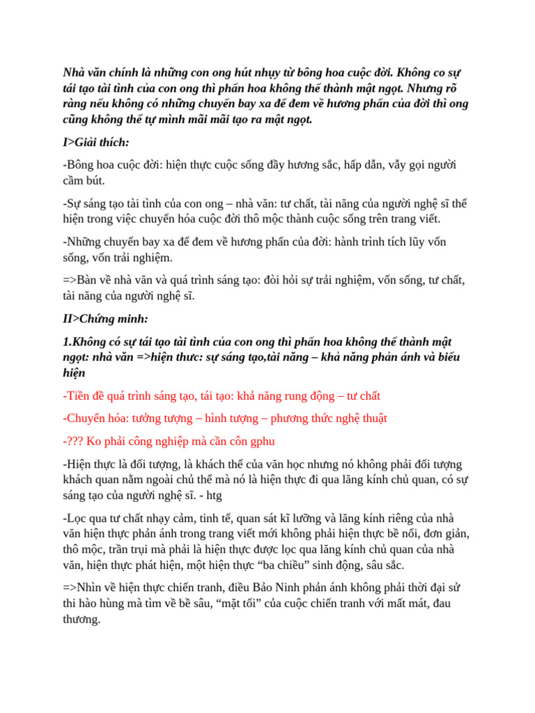 Nhà Văn Chính Là NH NG Con Ong Hút NH y T NH NG Bông Hoa Cu C Đ I | PDF